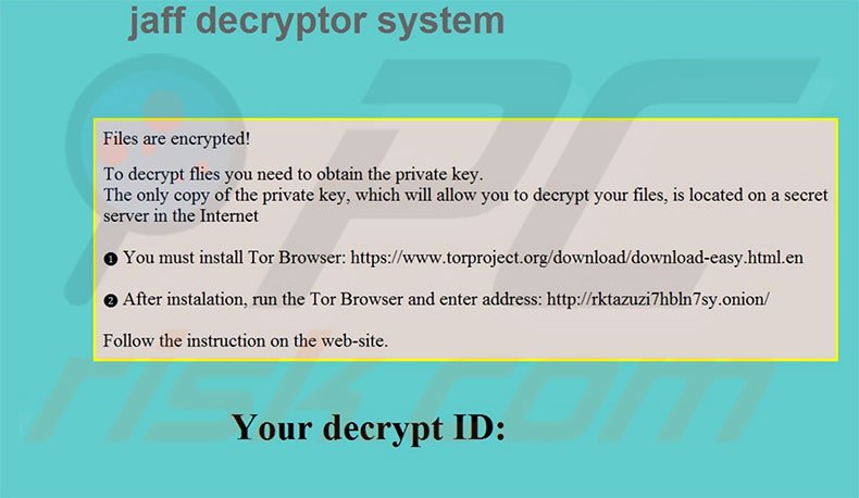 Jaff Decryptor System Ransomware - how to remove?