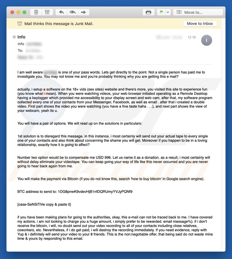 I Am Well Aware Email Scam - Removal and recovery steps (updated) I Am Well Aware Email Scam - Removal and recovery steps (updated)
