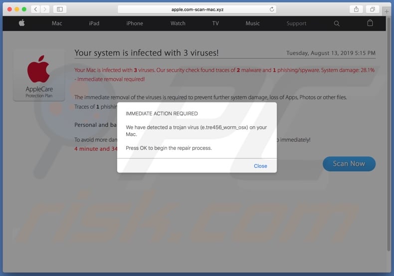 Apple.com-scan-mac.xyz POP-UP Scam (Mac) - Removal steps, and macOS ... Apple.com-scan-mac.xyz POP-UP Scam (Mac) - Removal steps, and macOS ...
