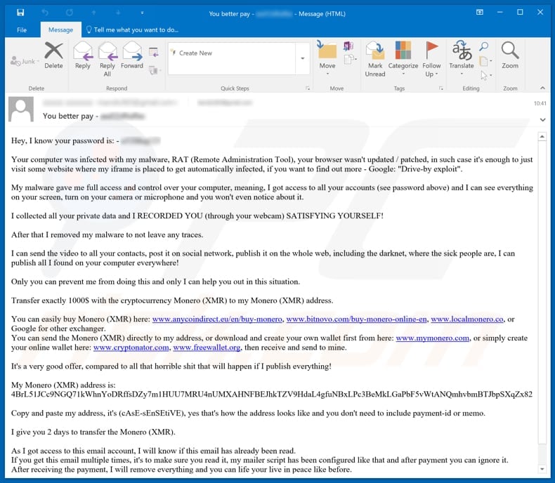 Sextortion Email Monero Removal And Recovery Steps Updated