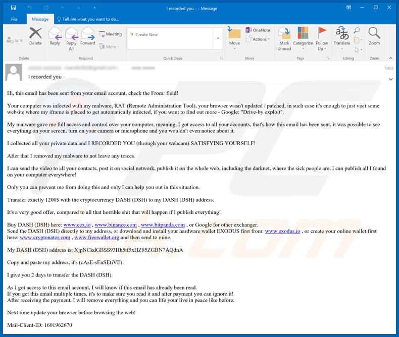 Sextortion Email Dash Removal And Recovery Steps Updated
