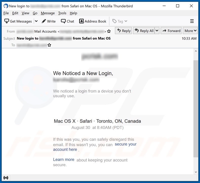 We Noticed A Login From A Device You Don t Usually Use Email Scam