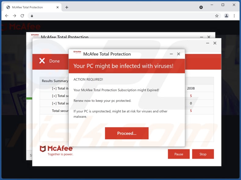 McAfee Total Protection Your PC Might Be Infected With Viruses POP