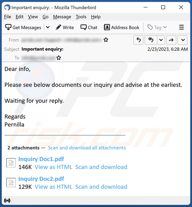 Documents Inquiry Email Scam Removal And Recovery Steps