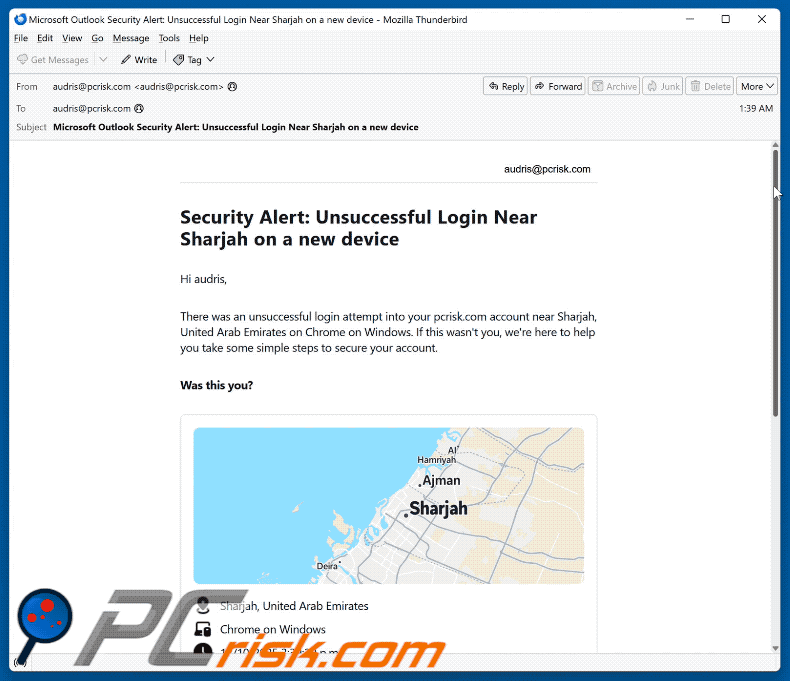 Security Alert: Unsuccessful Login On A New Device Email Scam - Removal ...